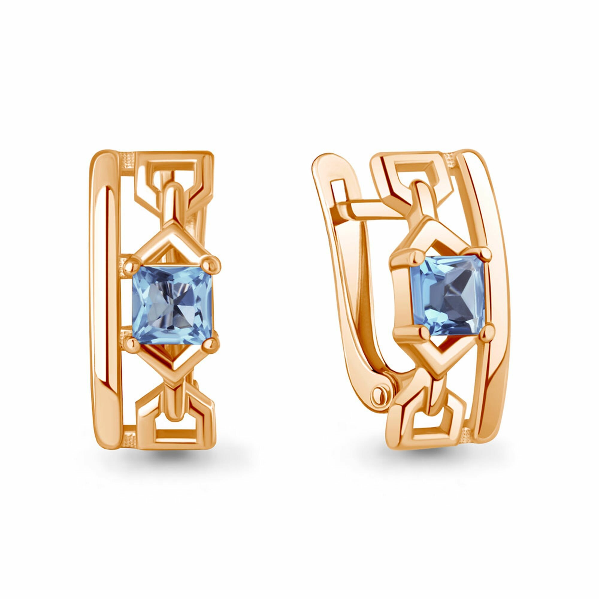 Серьги, серебро, 925 проба, золочение, топаз