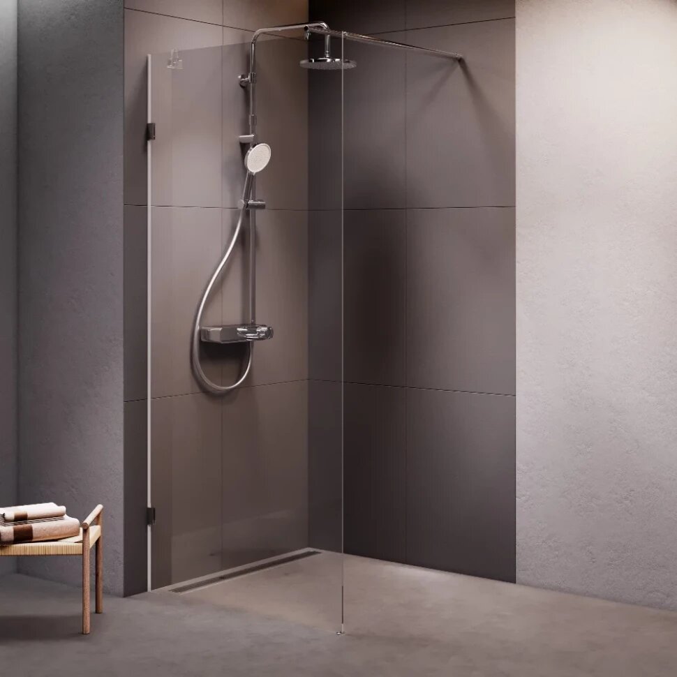 Душевая перегородка Am.Pm X-Joy W94WI-90-F1-MTE 90,4 см, профиль матовый хром, стекло прозрачное