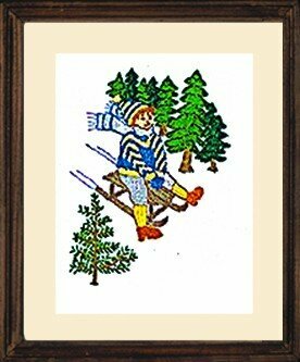 Набор для вышивания Le Bonheur des Dames #1413 La Luge (Саночки), Гладь, 7 х 9 см