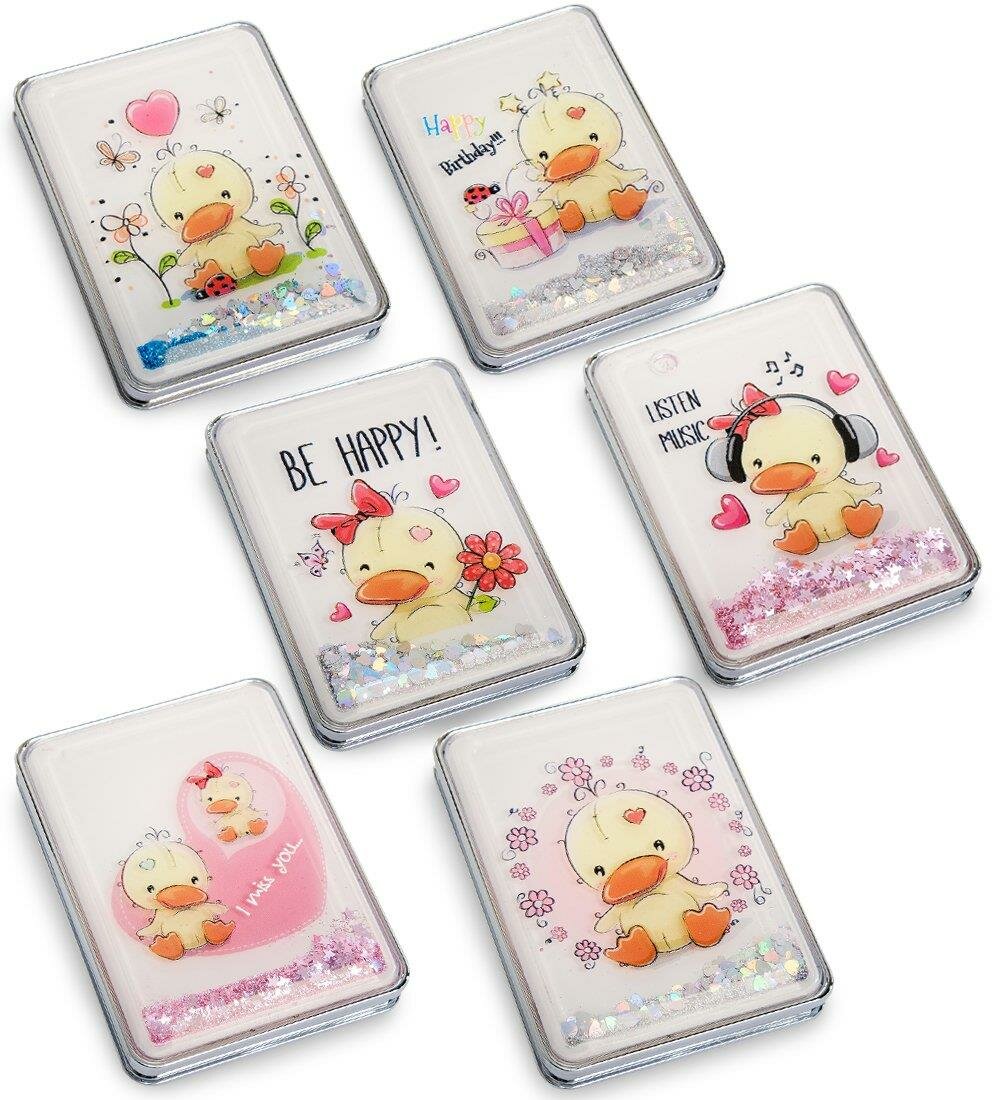 Зеркало прямоугольное с плавающими блестками Утенок в асс. A2115122 разностор, Пластик, плавающие блестки