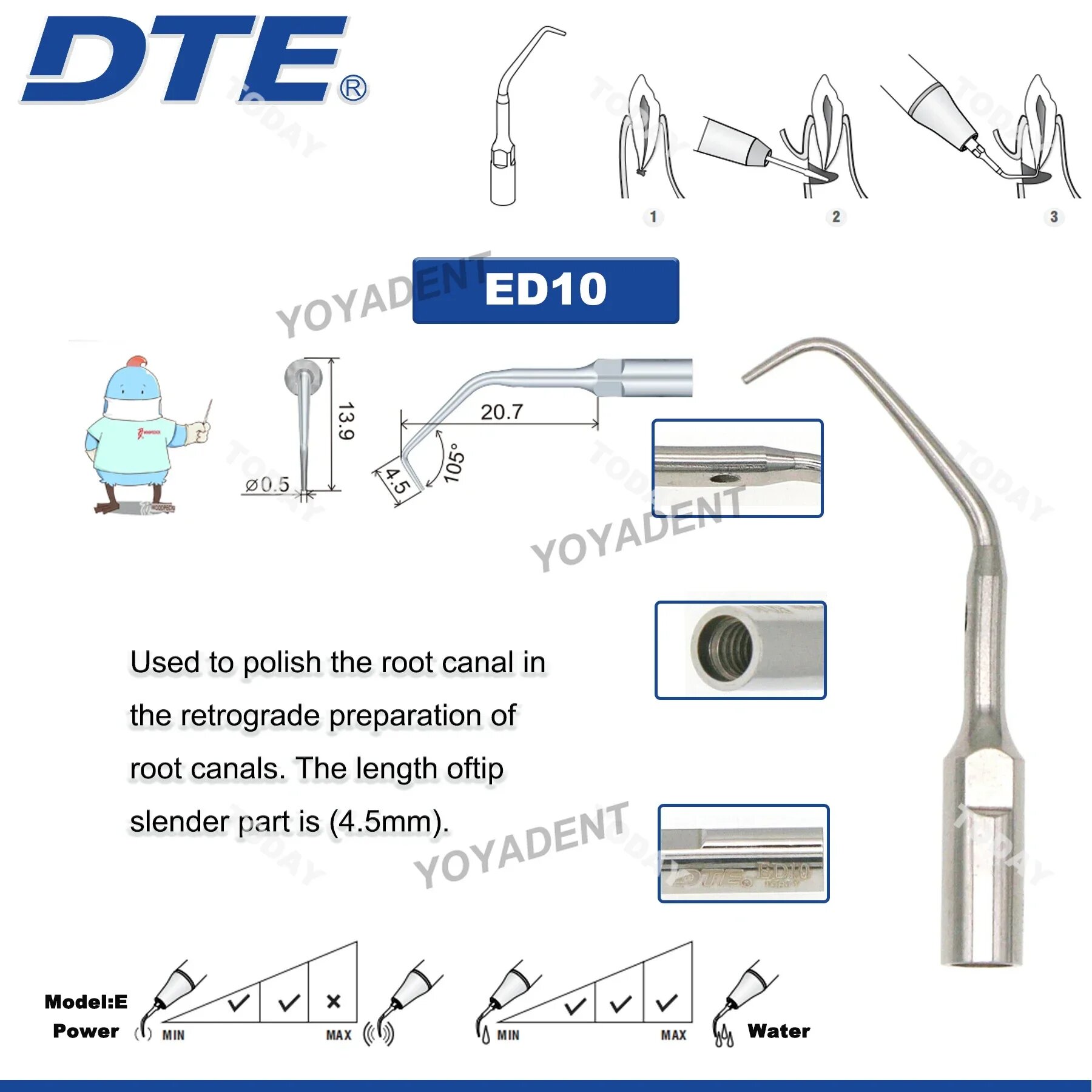 Насадки для ультразвукового скалера Woodpecker ED10 ED10D ED11 ED11D для корневых каналов ED10