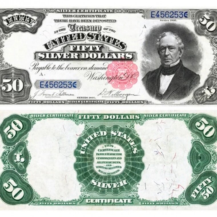 США 50 долларов 1891 серебряный сертификат, сувенирная копия, банкноты и купюры редкие коллекционные