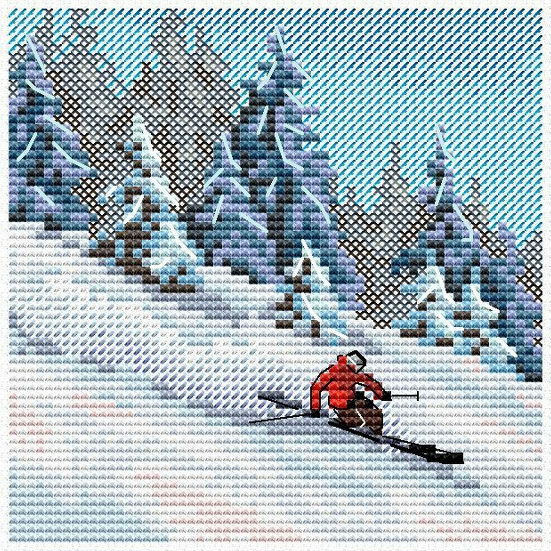 Вышивка На горном склоне 11x11 см.