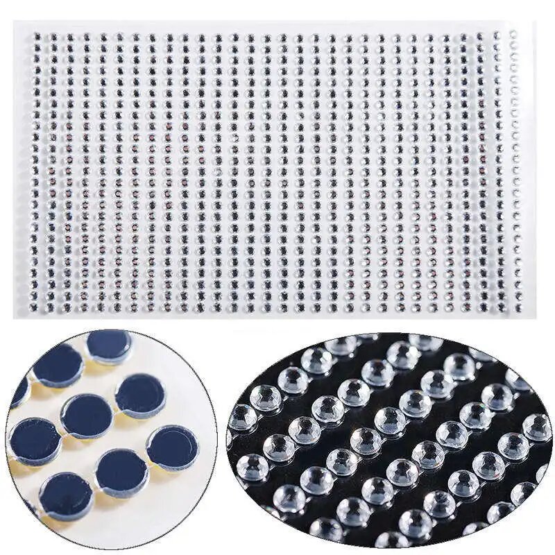 Самоклеящиеся акриловые стразы HISENLEE 3 мм 750 шт. White