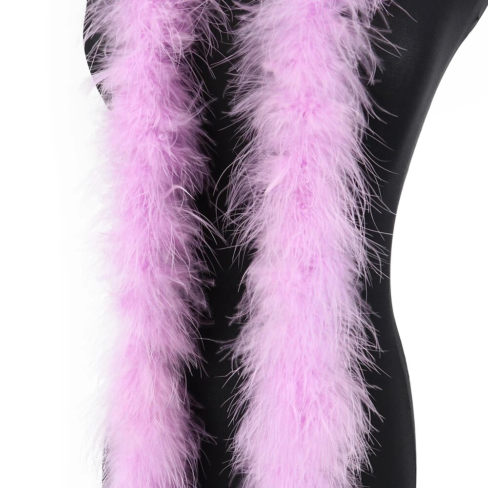 Боа из перьев индейки WZBDECOR белая 2 ярда Розовый, light purple