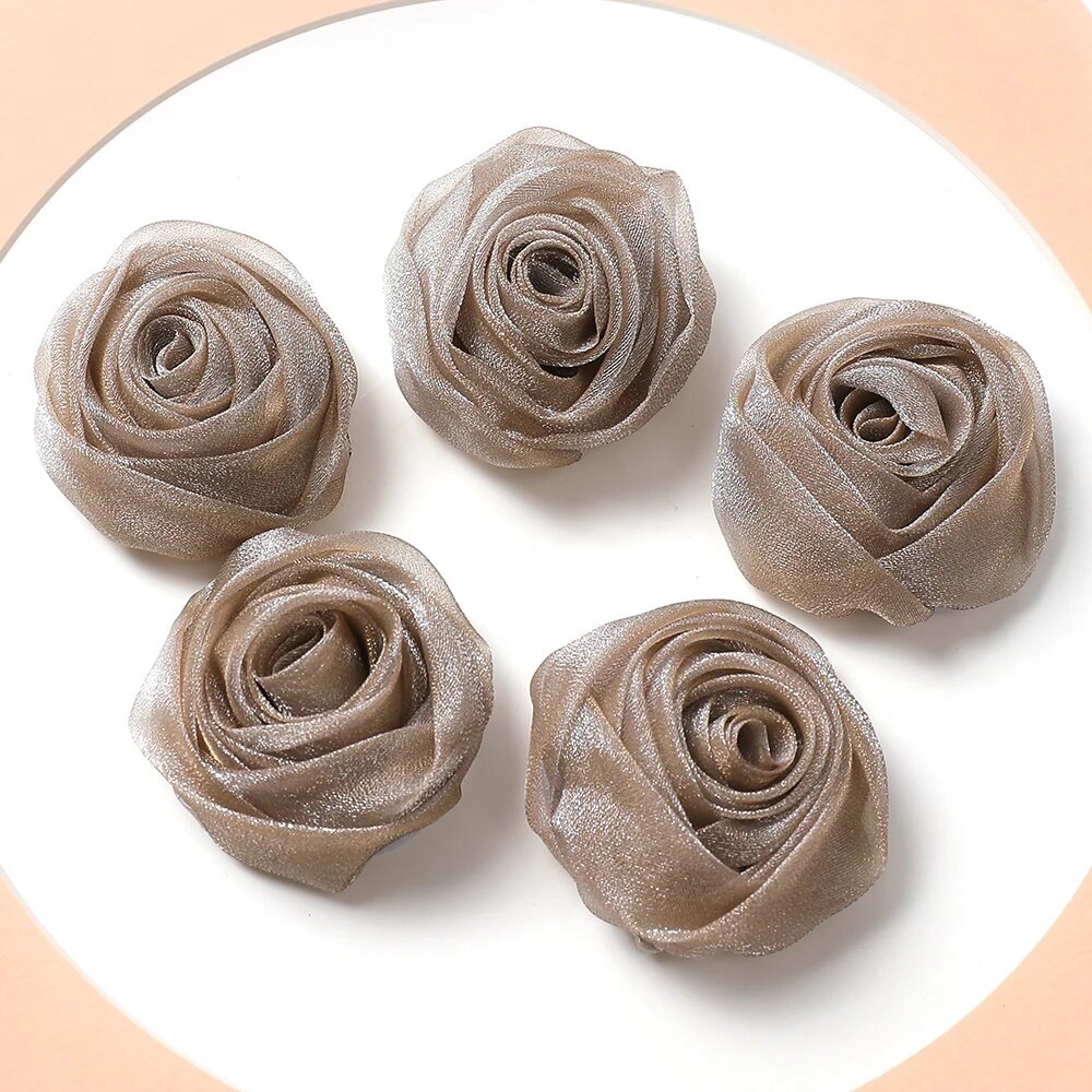 5 шт. искусственные розы из шелка, brown