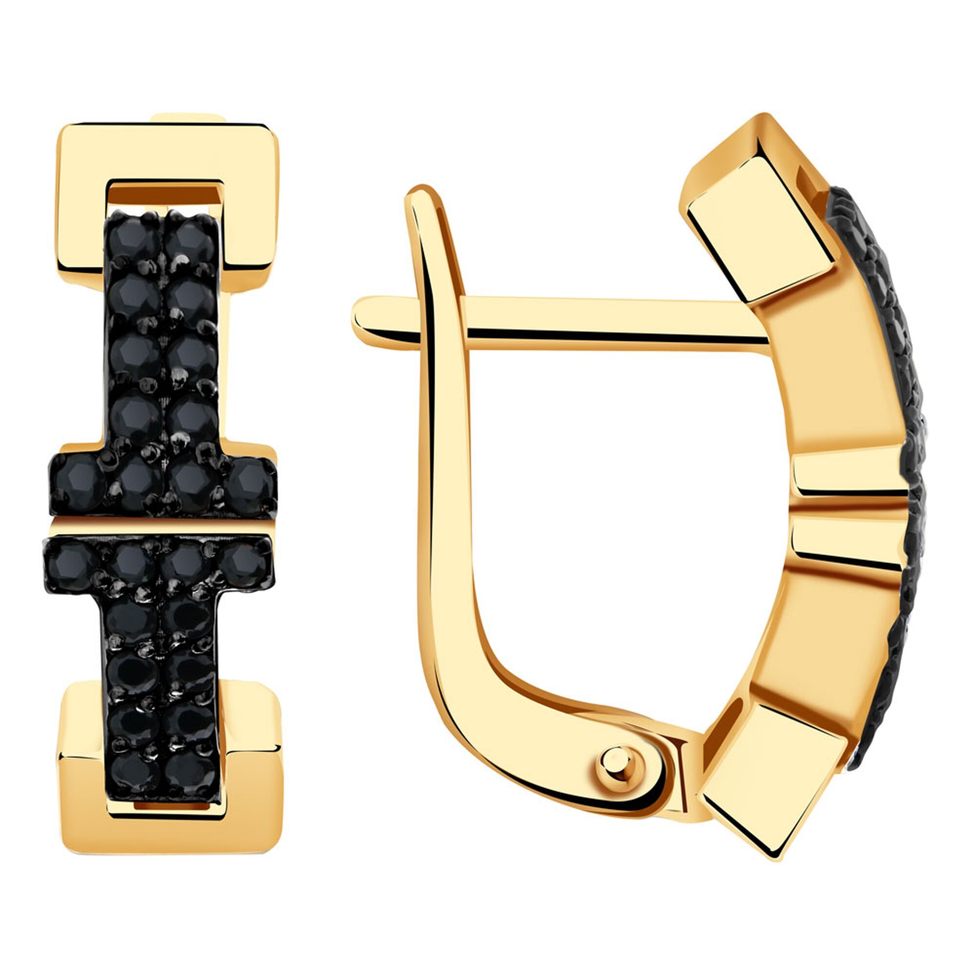 Серьги, красное золото, 585 проба, фианит