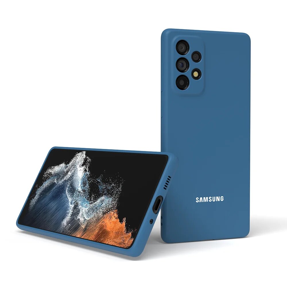 Для Samsung Galaxy A55 A73 A53 A33 A72 A52 A70 A50 A50S A12 Чехол Жидкий Синий, Sea Blue, For A52