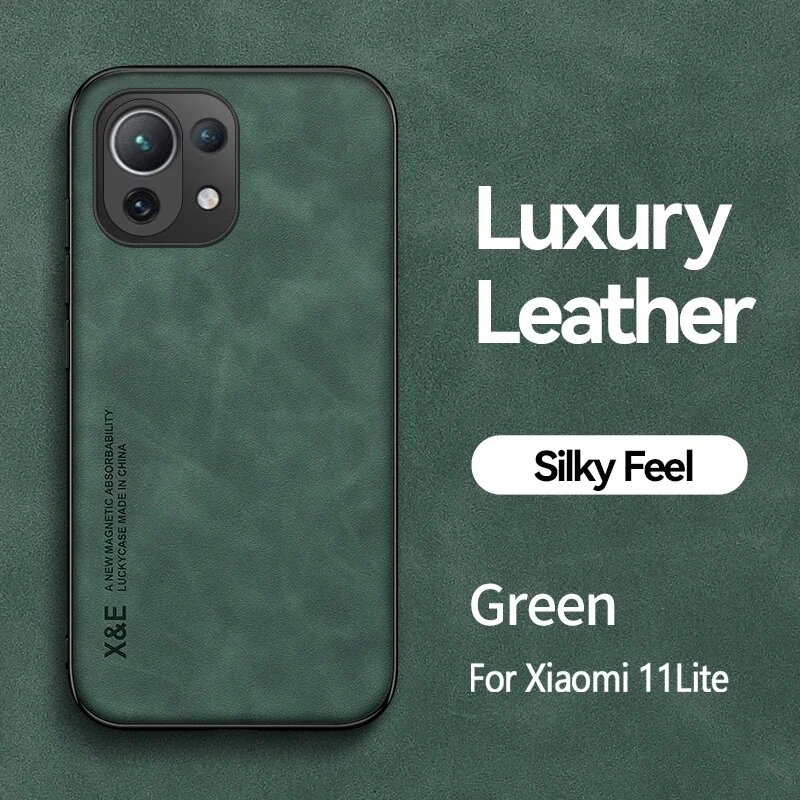 Кожаный чехол Green для Xiaomi 11 Lite 5G NE