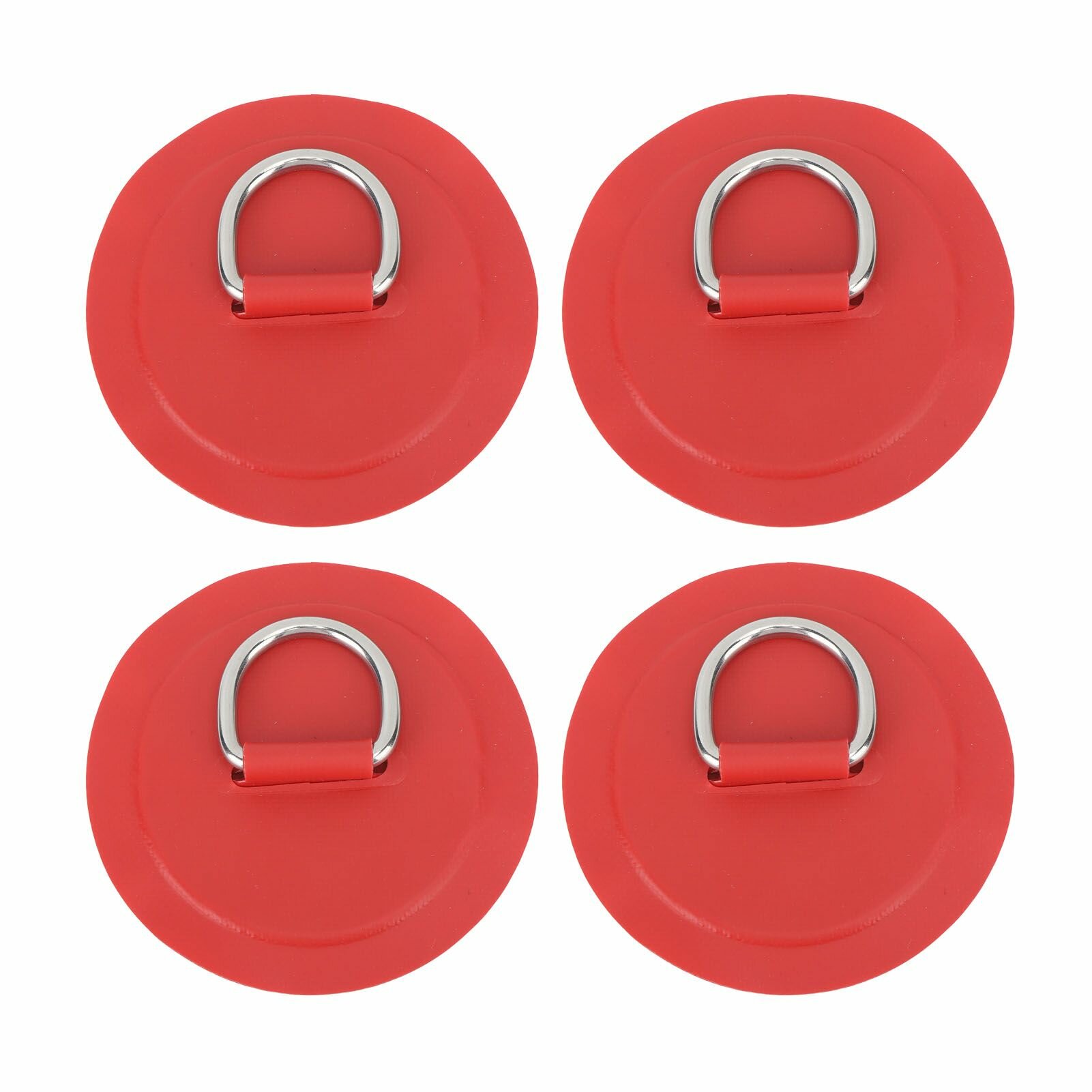 Накладка на D-образное кольцо - ПВХ, круглая, Нержавеющая сталь, Красная, 4 шт