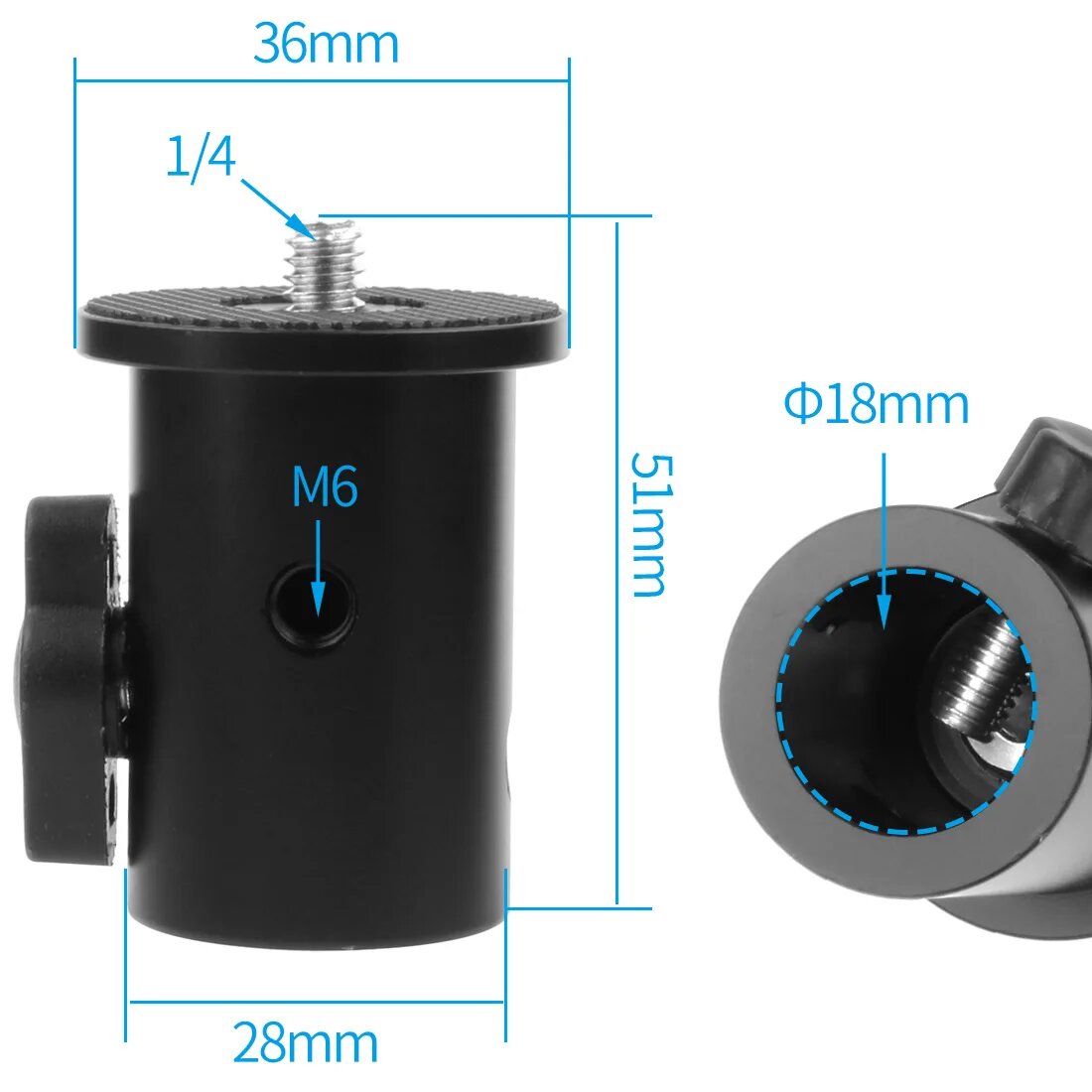 Адаптер для штатива FEICHAO Type E D18mm, черный