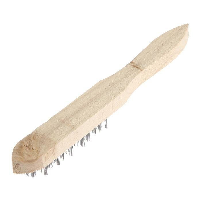 Щетка металлическая ручная, деревянная рукоятка, 5-рядная