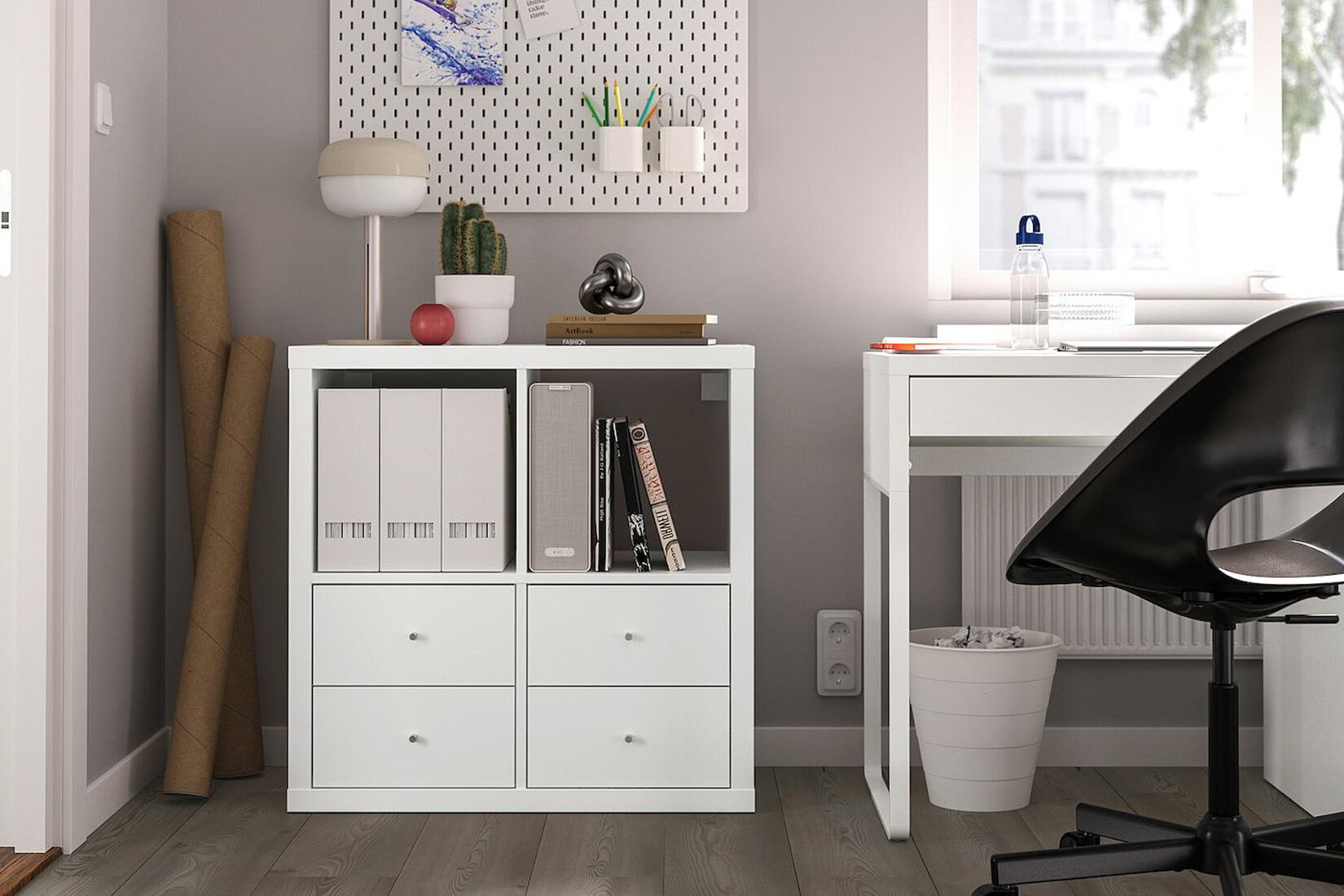 KALLAX Стеллаж 4 ящика 195.529.49 белый 77x77 см IKEA