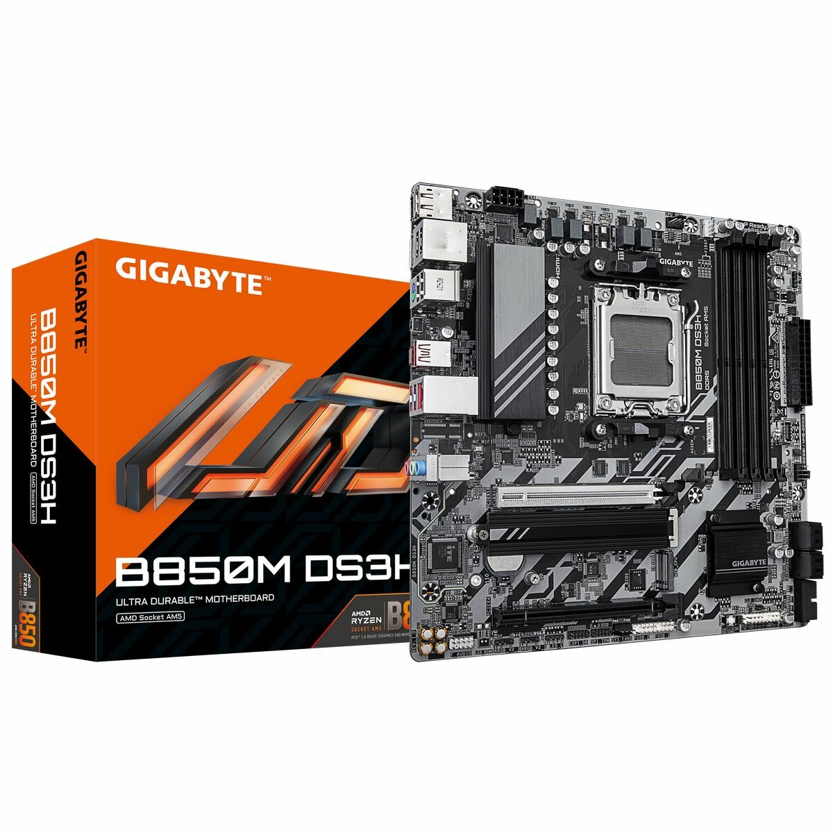 Материнская плата Gigabyte B850M DS3H, AM5, AMD B850, Micro-ATX, RTL (B850M DS3H)