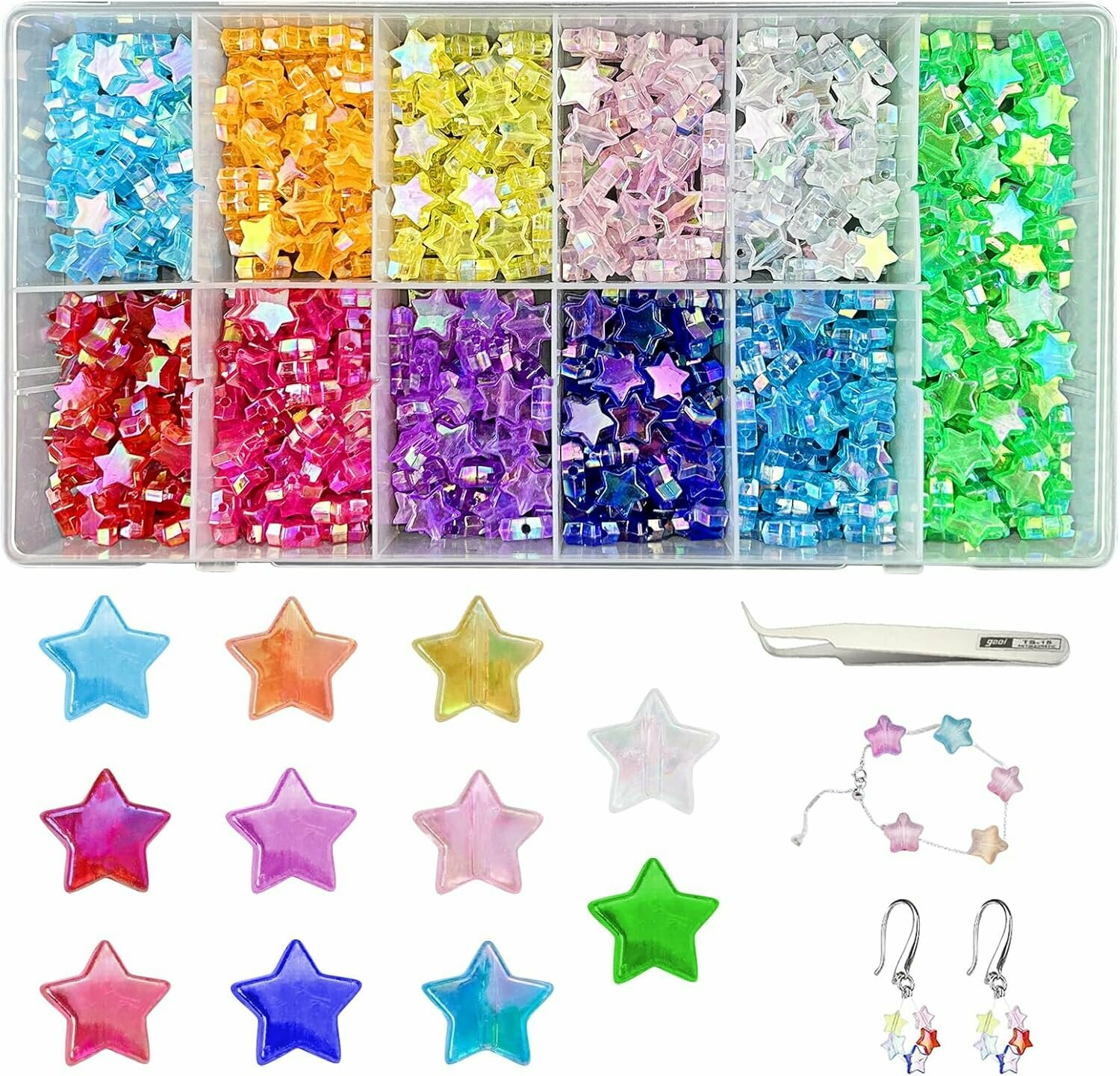 Бусины для рукоделия "Звезды" перламутровые 550 шт