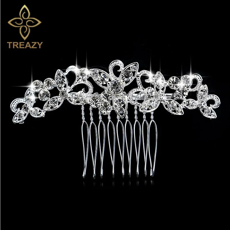 TREAZY Тиара для волос Style 12, серебро, кристаллы