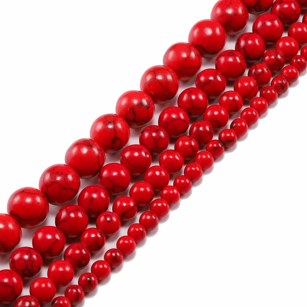 YouYoungDifferent натуральные бусины говлит синяя бирюза розовый красный 4-12 мм Красный, 10mm X 38Pcs, Red