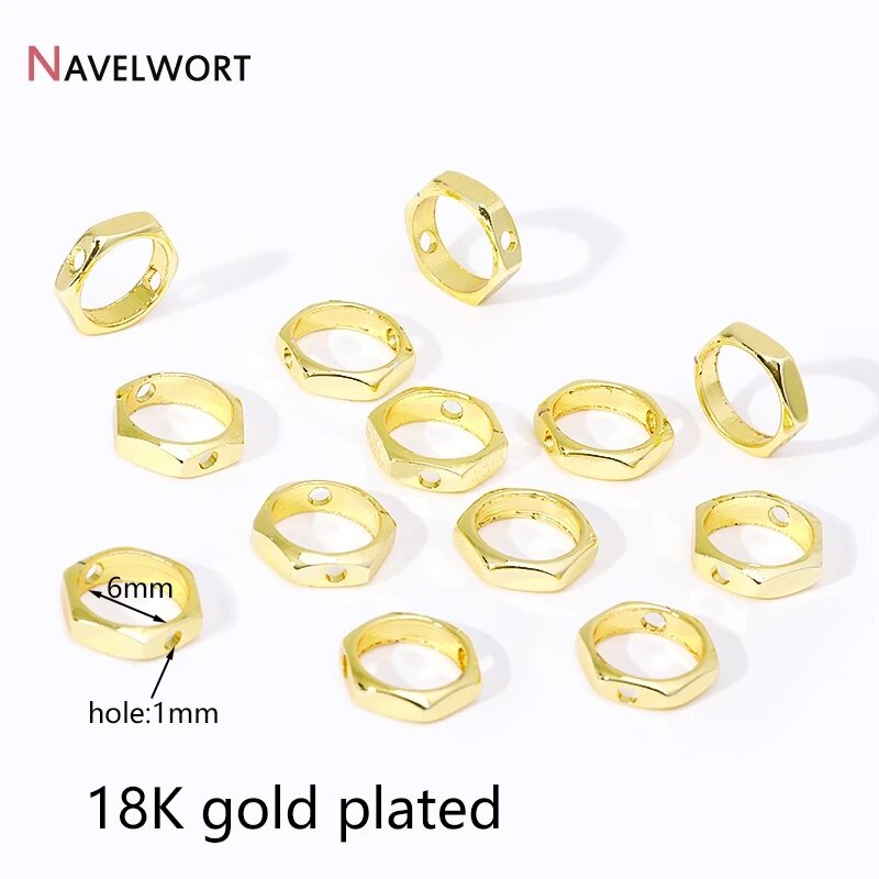 18K позолоченные бусины-рамки, 10 шт.