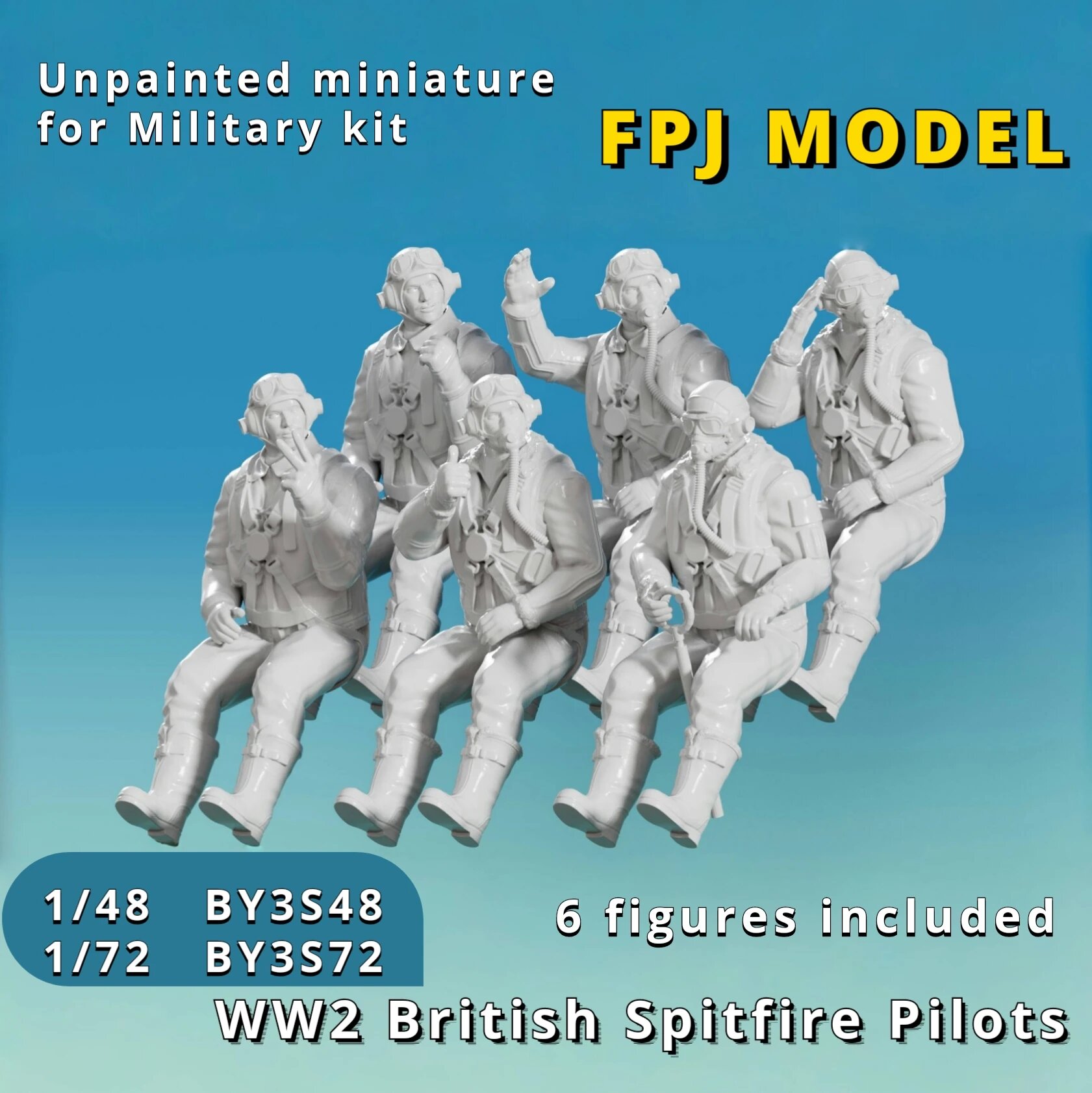 Смоляные фигурки пилотов Spitfire 1/48, масштаб 1:48