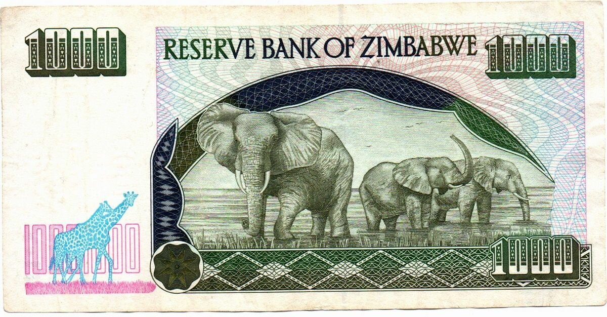 1000 долларов 2003 год Зимбабве