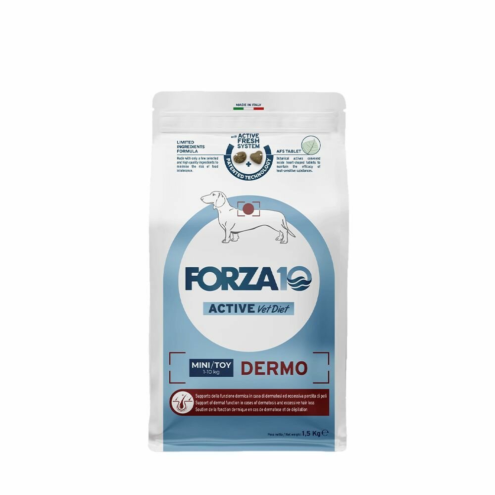 Сухой корм Forza10 Dermo DogMi&T Adult PesceDRY для взрослых собак мелких пород, с аллергическими реакциями на коже, 1,5 кг