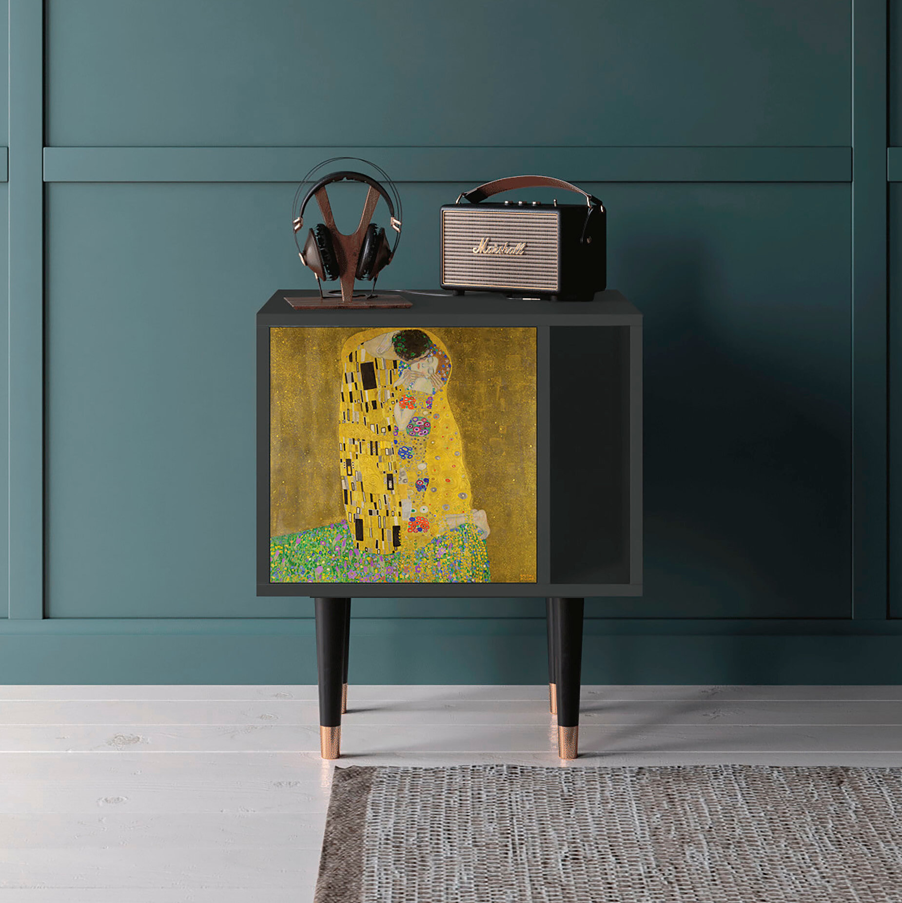 Прикроватная тумба - STORYZ - S2 The Kiss by Gustav Klimt , Размер - 58 x 69 x 48 см, Цвет - Антрацит