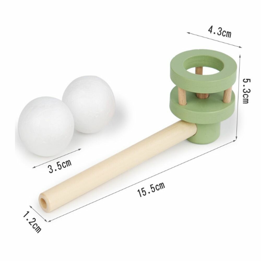 Тренажер с воздушными шарами для развития речевого дыхания. Содержит 2 шарика. Деревянные. Зеленый цвет.