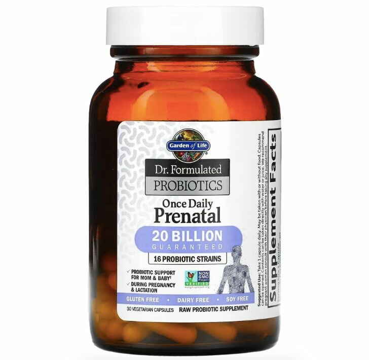 Garden of Life, Dr. Formulated, Probiotics, 16 видов пробиотиков для беременных, Once Daily Prenatal, 30 капсул