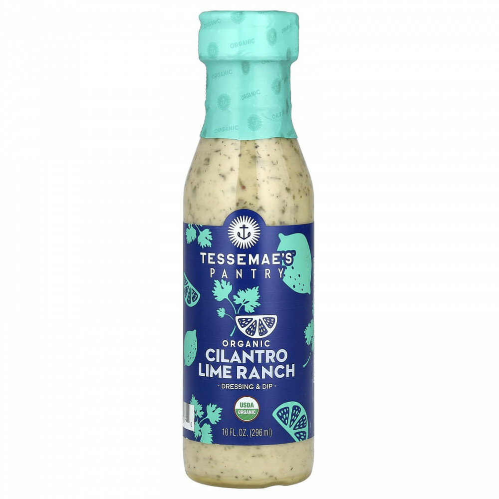 Tessemae's, Pantry, органическая заправка и соус, ранчо с кориандром и лаймом, 296 мл (10 жидк. унц.)