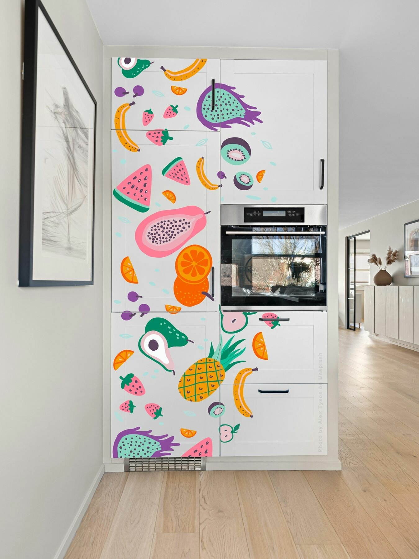 Интерьерная наклейка влагостойкая "фрукты" легкосъемная