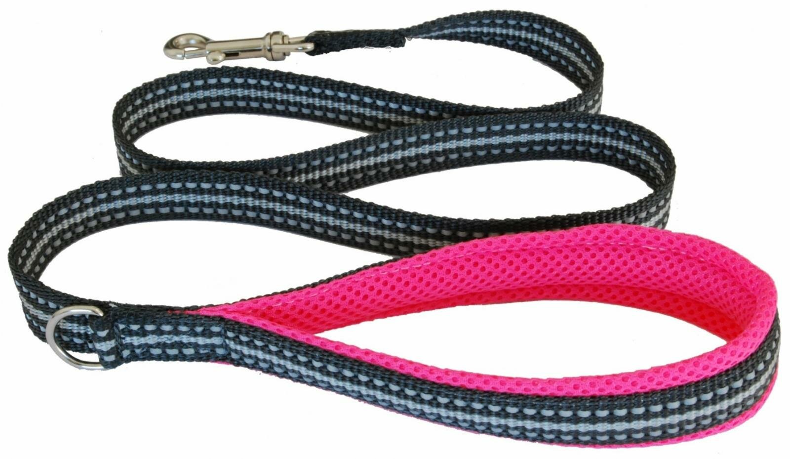 Мягкий светоотражающий поводок, неоновый розовый (Италия)