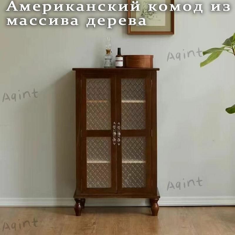 Комод, деревянный, светло-коричневый, 2 выдвижных ящика, блестящий — фото 1