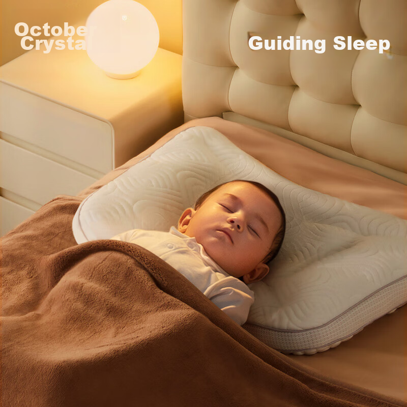 October Crystal Children's Growth Pillow, PE Neck Support Pillow, Soft Tube, High Rebound, Protects Shoulder And Neck, Comfortable And Breathable, Comes with Pillowcase, for Ages 3-6, White