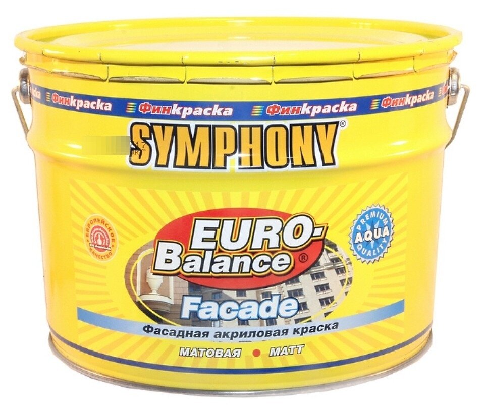 Фасадная краска Symphony / Симфония EURO-Balance Facade Aqua силоксан LAP щелочестойкая, атмосферостойкая, акриловая, белая матовая, 0.9л / лакокрасочные материалы