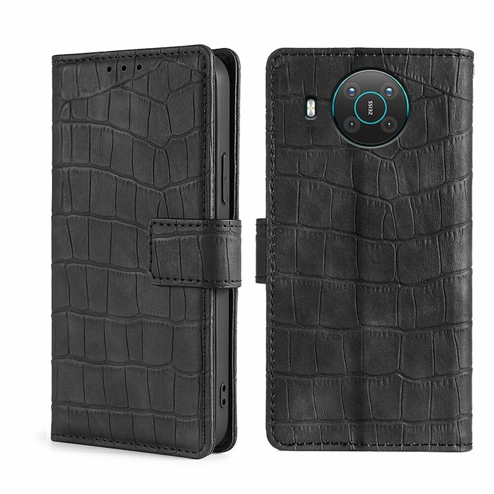 Чехол-книжка MyPads для Nokia X20 / X10 / Нокиа X20/X10 черный крокодиловая кожа