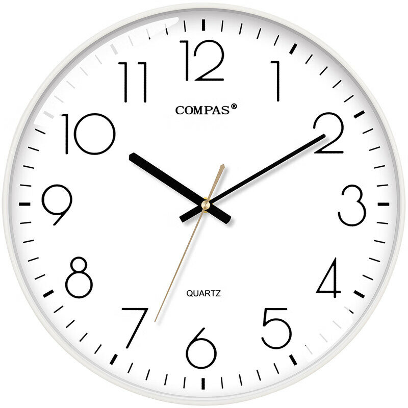 Compas (Compas) Wall Clock Living Room Clock Simple Quartz Clock Wall Clock Bedroom Clock C3219B Pure White 35cm