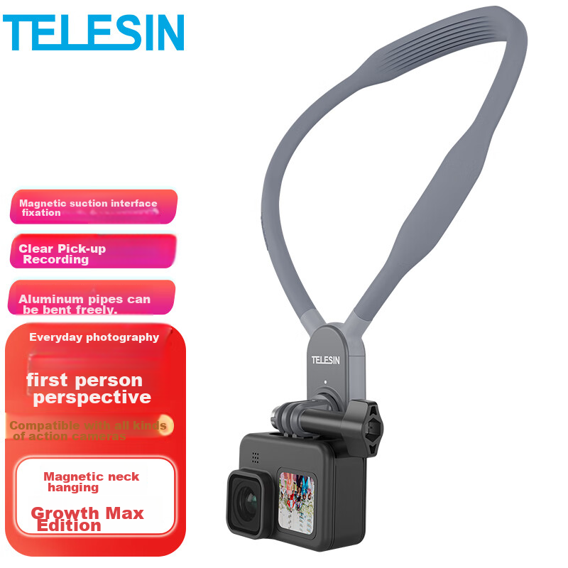 TELESIN Compatible with DJI Action 5 Pro, 4 Neck Strap, GoPro 12 13 Action Camera Neck Strap, Insta360 Chest Mount, Fishing And Cycling Mount, Enlarged Max Version