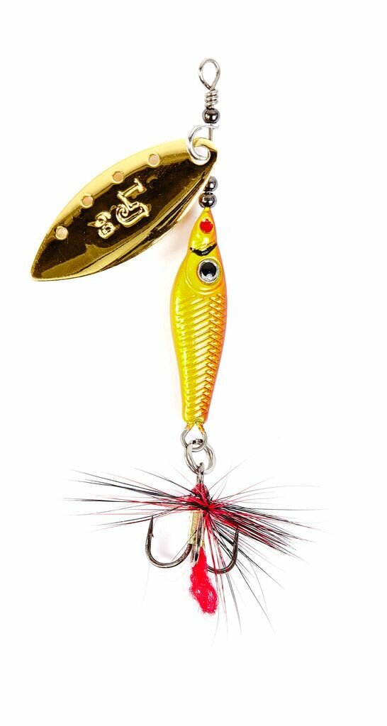 Блесна на щуку вращающаяся (вертушка) Lucky John TRIAN BLADE LONG 12.0г 001 в блистере набор приманок для ловли среднего окуня, судака и жереха , снасти рыболовные для зимней и летней рыбалки