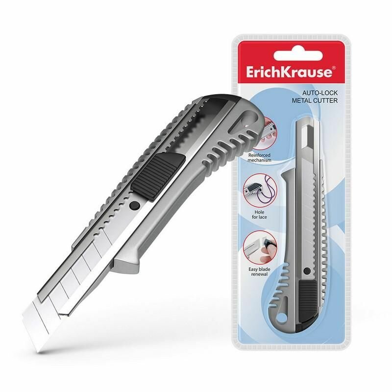 Нож канцелярский Erich Krause Aspire металлический, auto-lock, 18 мм (34936)
