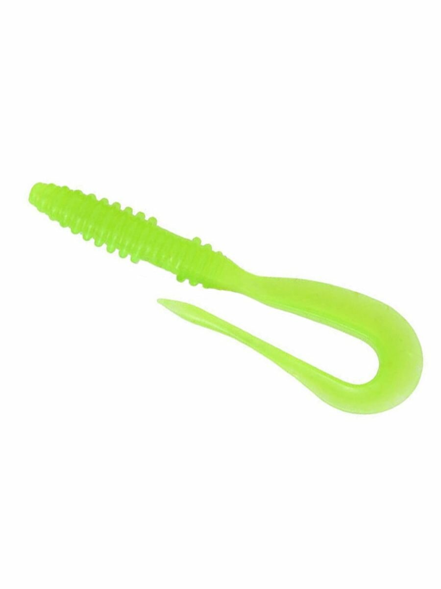Мягкая приманка для рыбалки твистер Keitech Mad Wag Mini 3.5", 84мм, 1.8г, цвет #026 Clear Chartreuse Glow, 10 штук в упаковке