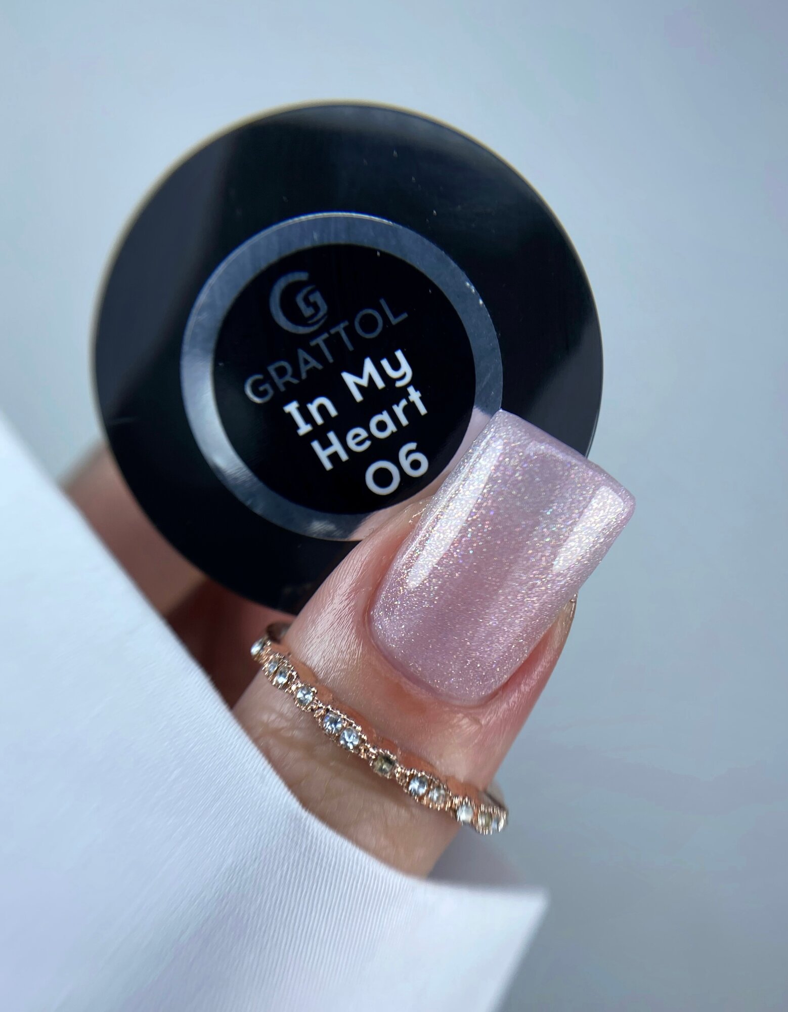 Гель для наращивания ногтей перламутровый с блестками - GRATTOL IMH 06, 15 мл