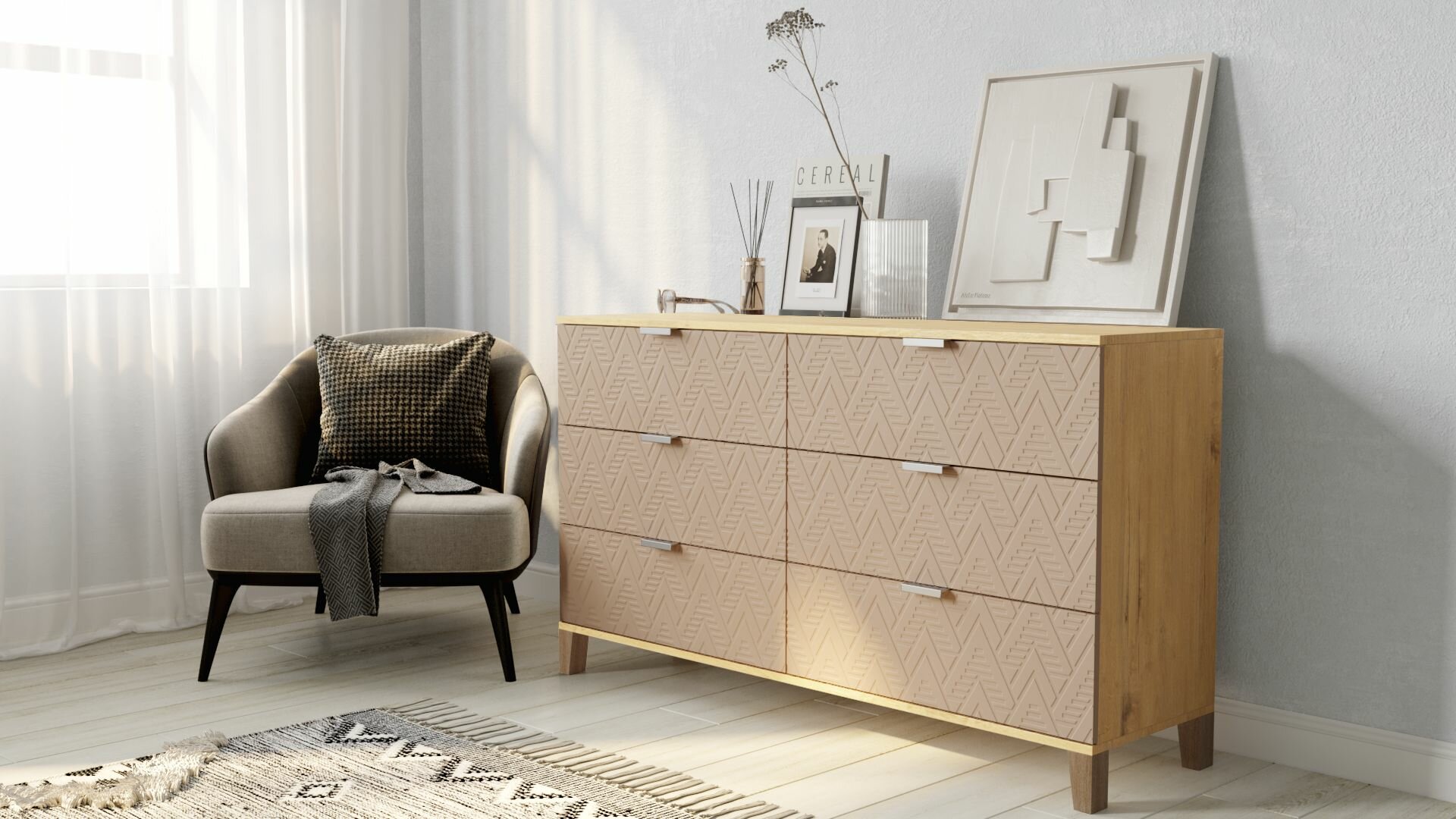 Комод с ящиками для одежды Йорк 7 с 6 ящиками 140х40х80