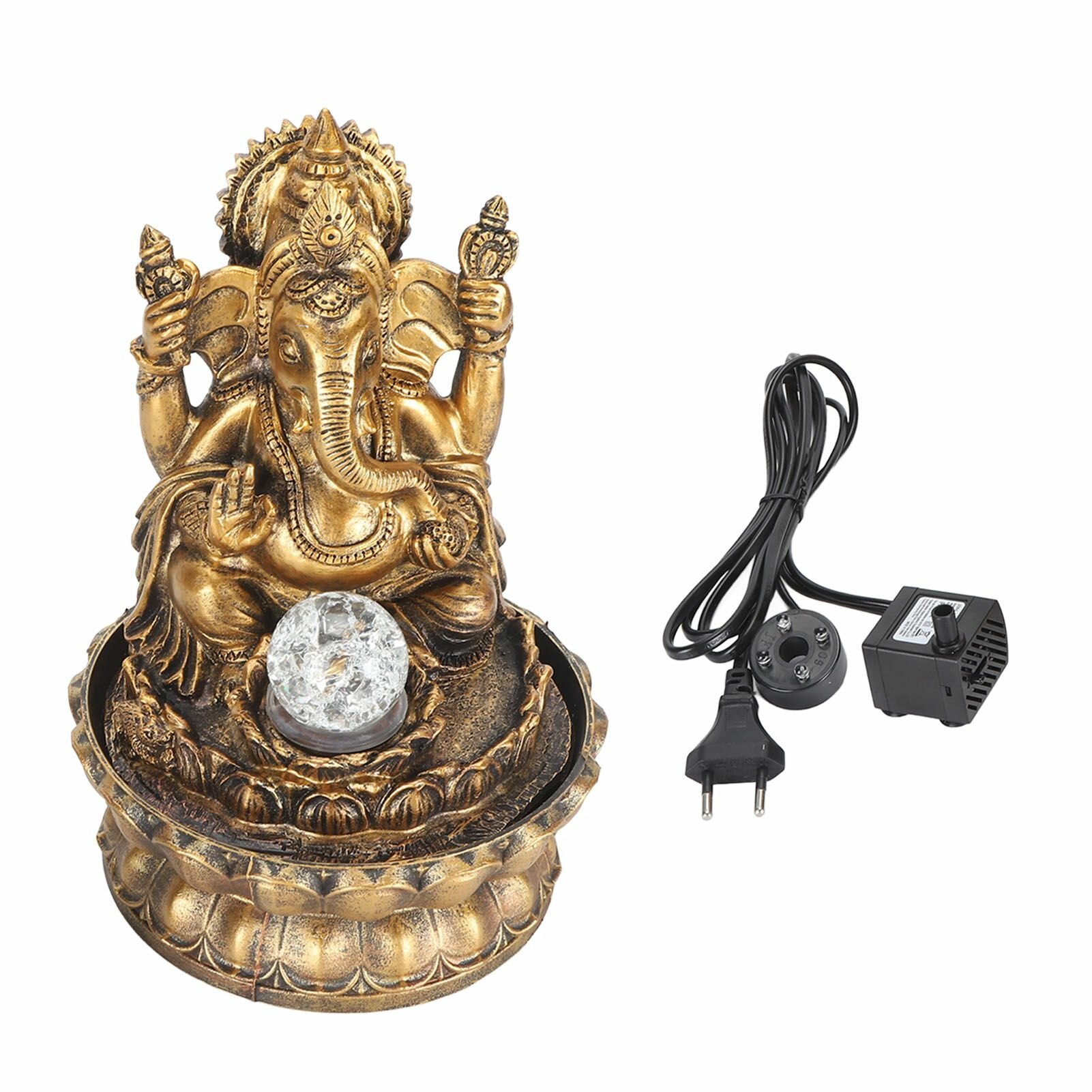 Декоративный фонтан из смолы с подсветкой LED, увеличивает влажность воздуха, для рабочего стола, 29x20.5x20.5 см, с Буддой из Таиланда