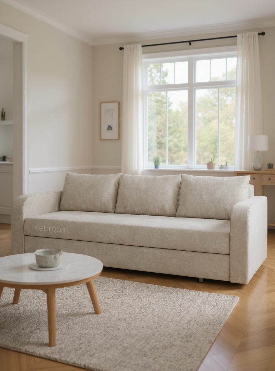 Диван-кровать прямой раскладной "Вектор" с ящиком для белья, велюр