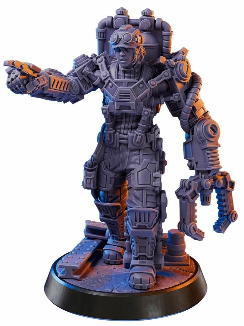 Строитель в кибер-костюме, игровая фигурка для раскрашивания (высота 46мм, база 30мм) Фэнтези Sci-fi миниатюра