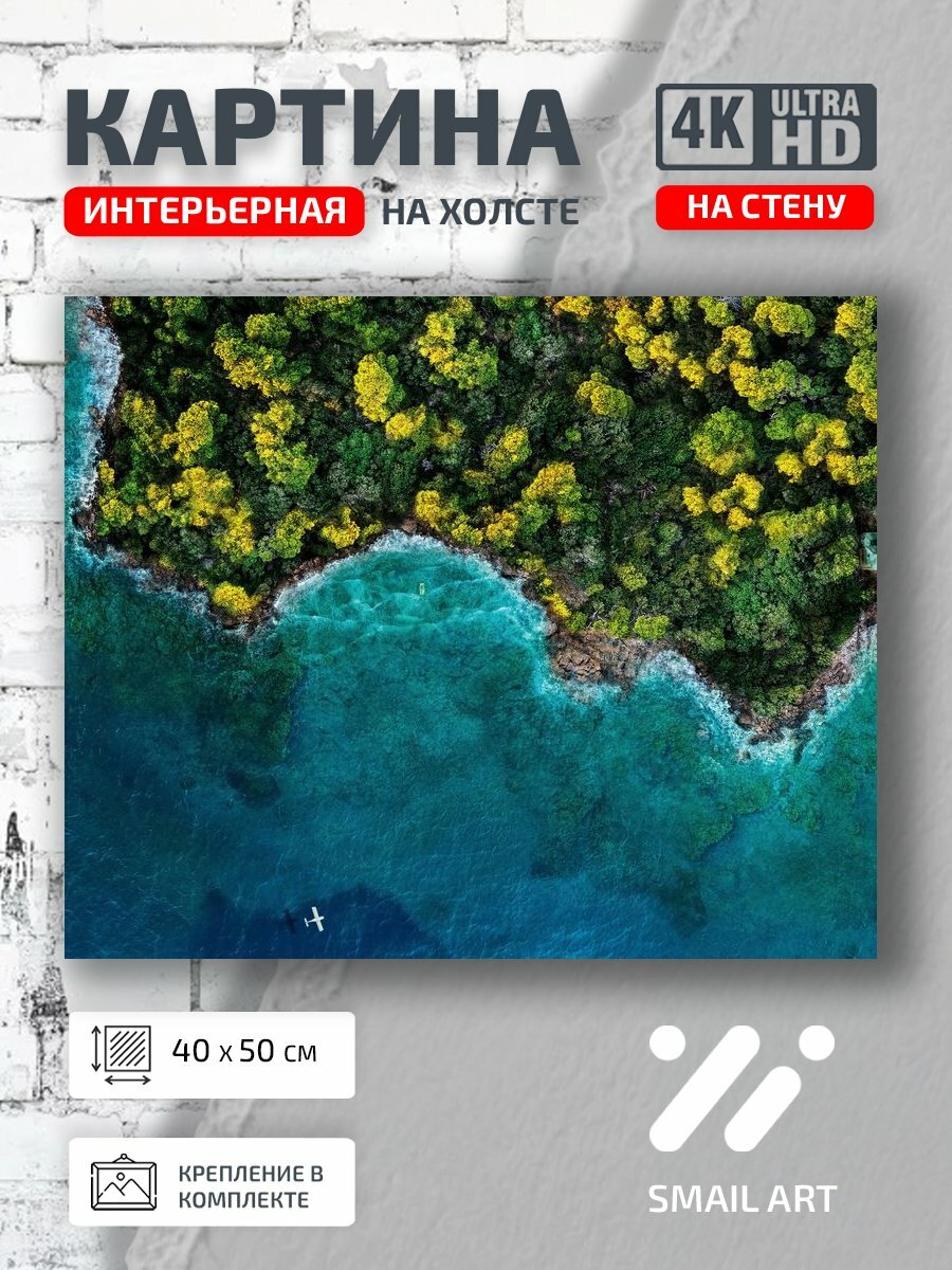 Картина на холсте интерьерная 40 на 50 на стену Лес Landscape для офиса пейзаж интерьер