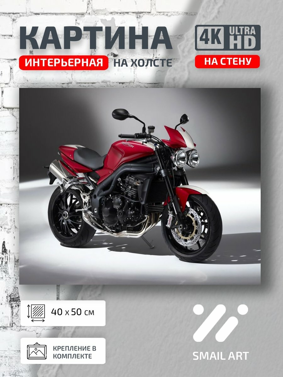 Картина на холсте интерьерная 40 на 50 на стену Красный triple для студии авто дизайн декор