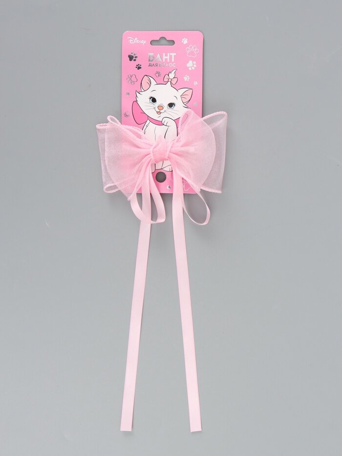 Бант для волос на заколке с лентами, розовый, Кошечка Мари