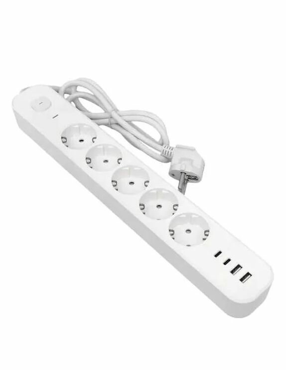 Удлинитель 5 розеток/ 1,5 метра/ 2USB 2.4А+2TypeC/ EKF LUX