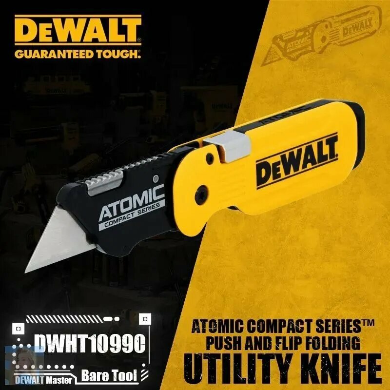 DEWALT DWHT10990 Складной нож серии ATOMIC COMPACT с механизмом Push and Flip Режущий инструмент Распаковка